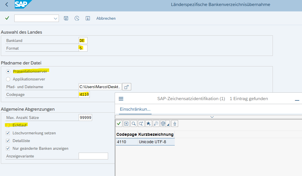 Bankenverzeichnisübernahme Transaktion BAUP | SAP Audit Blog